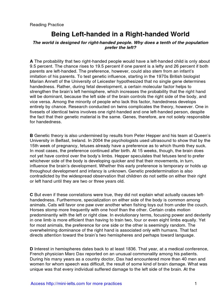 Being Left-Handed in A Right-Handed World | PDF | Handedness ...