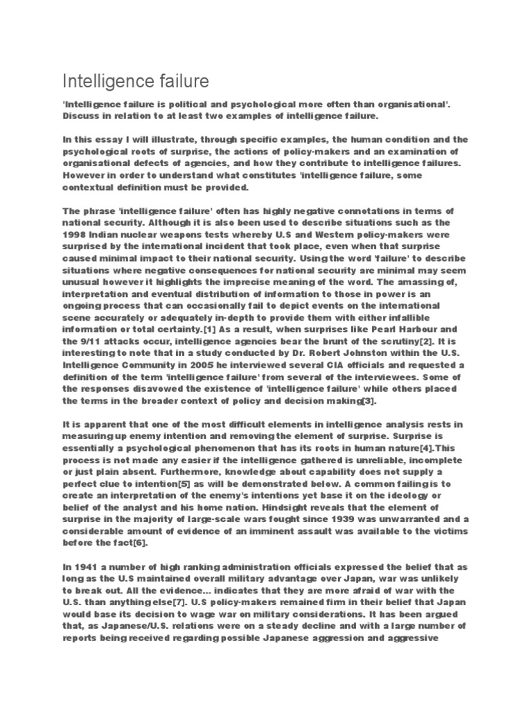 Intelligence Failure | PDF | Federal Bureau Of Investigation | American ...