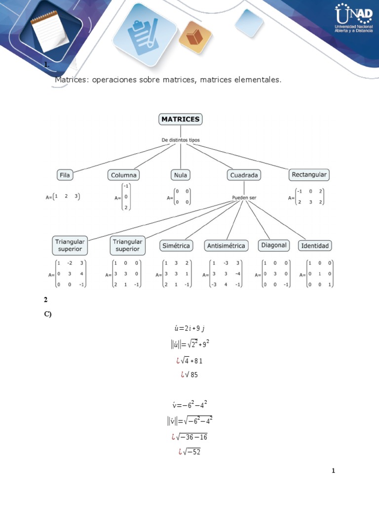 Matrices: Operaciones Sobre Matrices, Matrices Elementales.: U 2i+9 J U | PDF