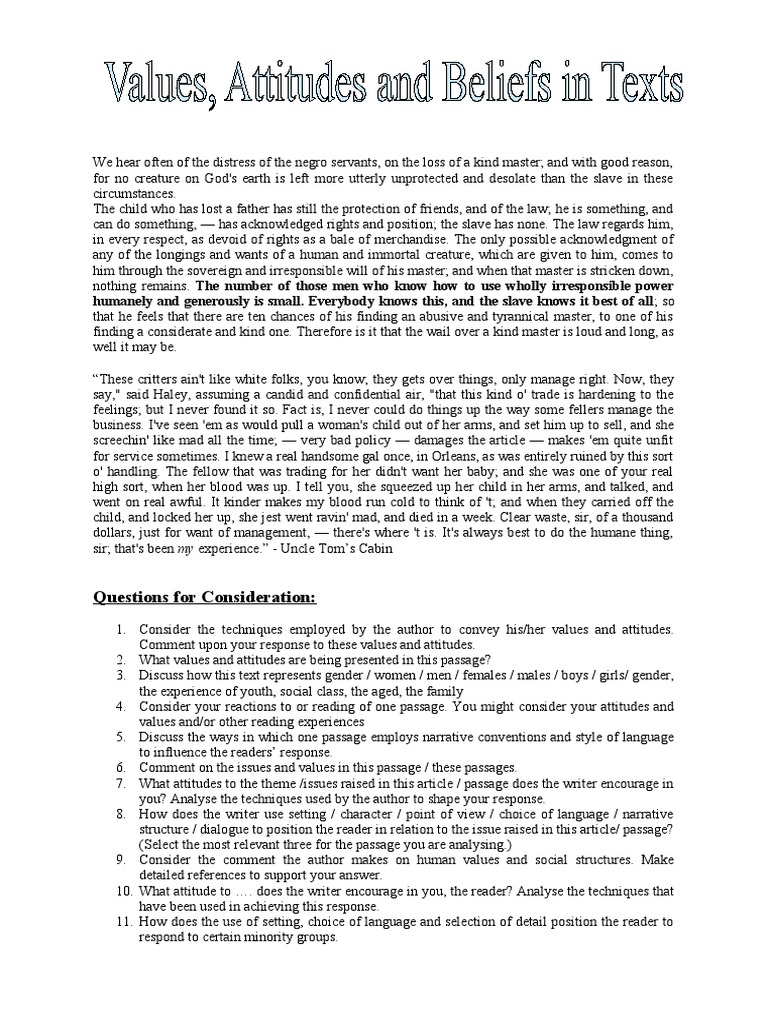 3 - Values, Attitudes and Beliefs in Texs | PDF | Narration