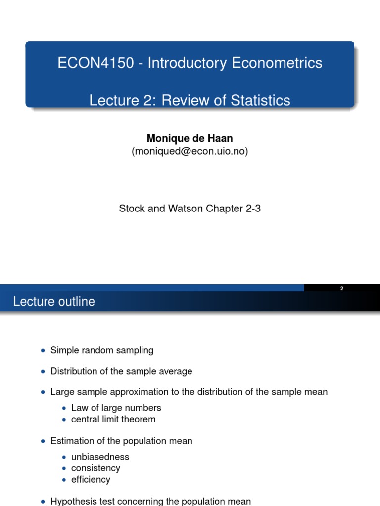 Econometrics: Sampling and Estimation | PDF | Type I And Type Ii Errors ...