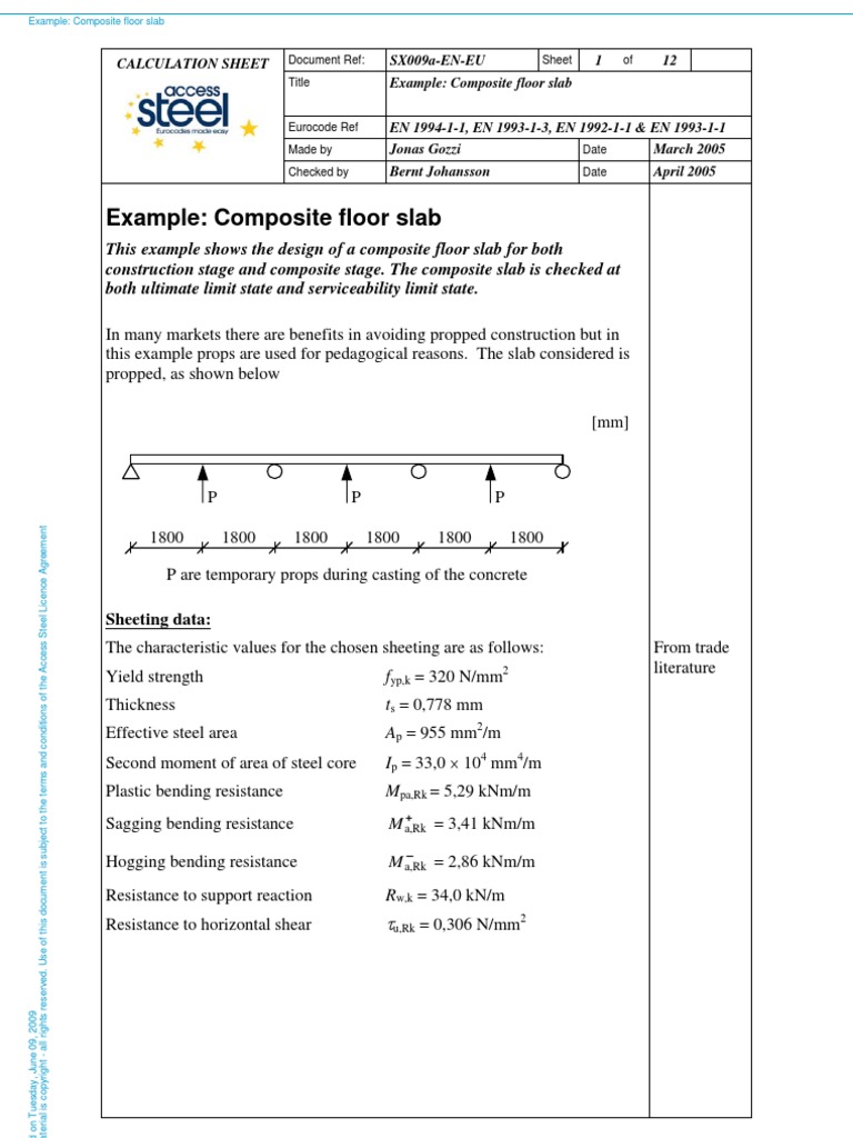 Example Composite Floor Slab | PDF | Bending | Composite Material