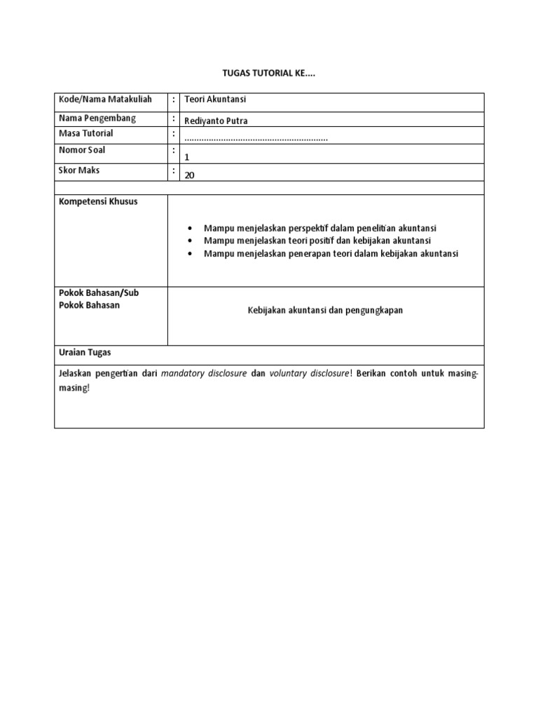 Format Tugas Tutorial 3 | PDF | Bisnis