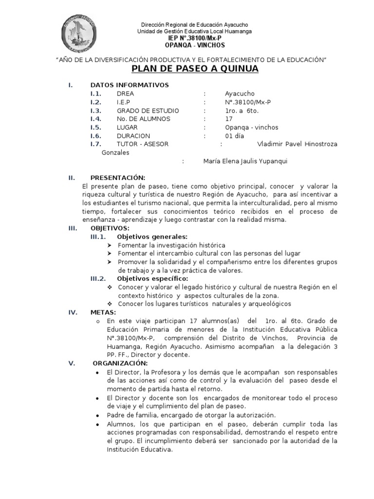 Plan de Paseo 2015 | Descargar gratis PDF | Aprendizaje