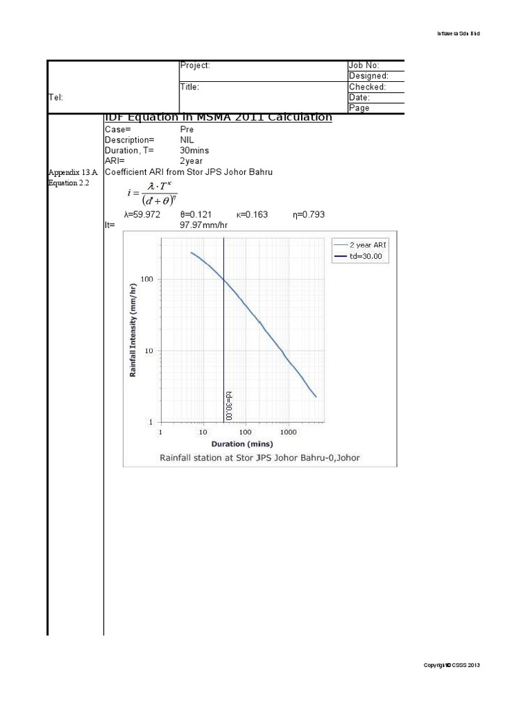 IDF Equation in MSMA 2011 Calculation | PDF