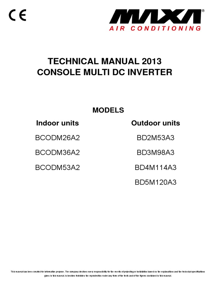Technical Manual 2013 Console Multi DC Inverter: Models Indoor Units ...