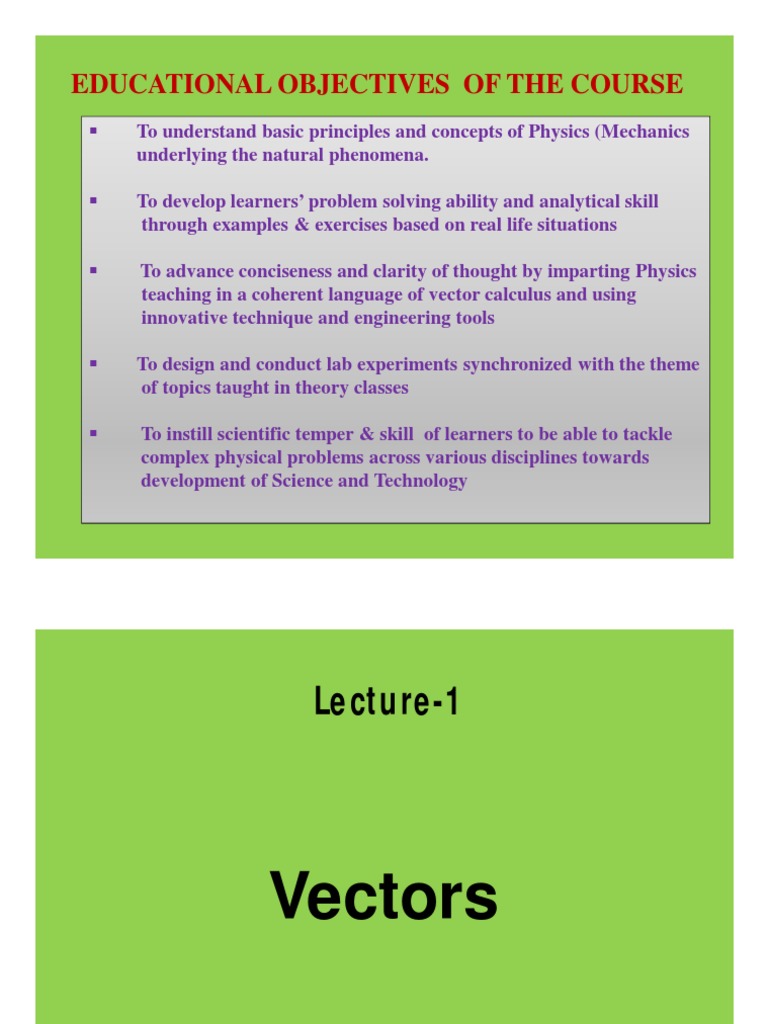 Lecture-1 (Vectors) PDF | PDF | Euclidean Vector | Linear Algebra