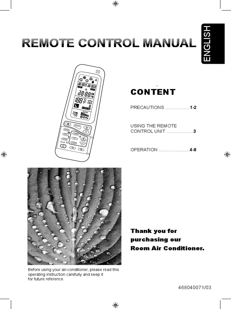 Remote Control Manual Remote Control Manual: Content | PDF | Air ...
