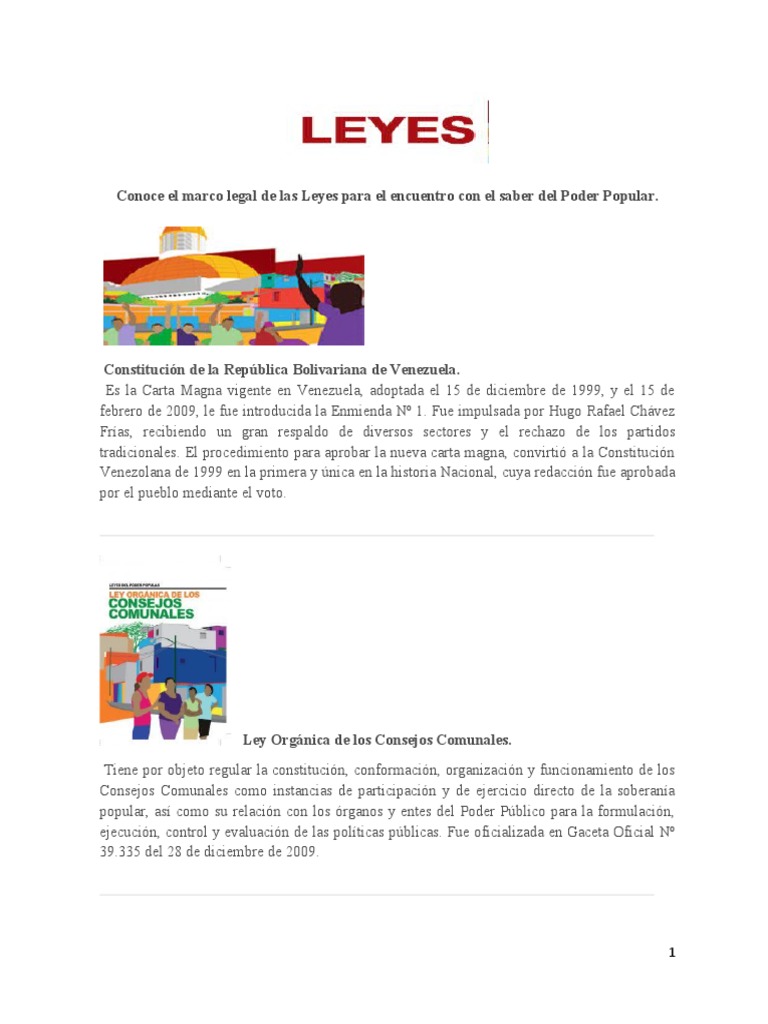 El Marco Legal de Las Leyes Del Poder Popular | PDF | Venezuela ...