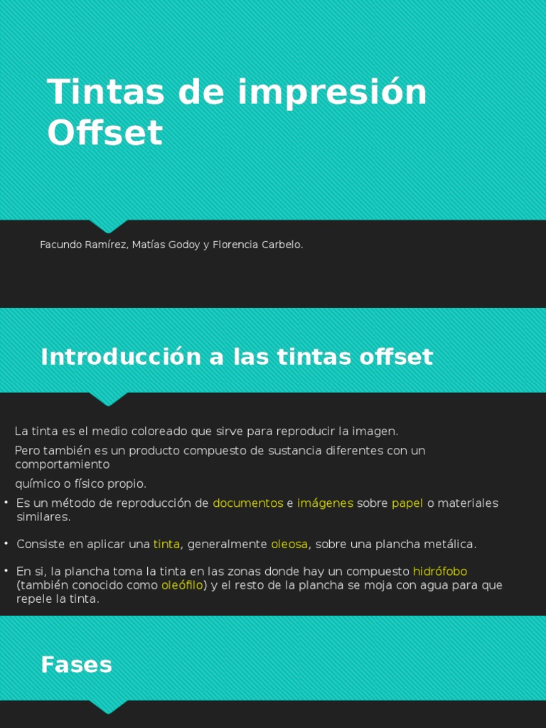 Presentación de tintas offset | PDF | Pigmento | Tinta