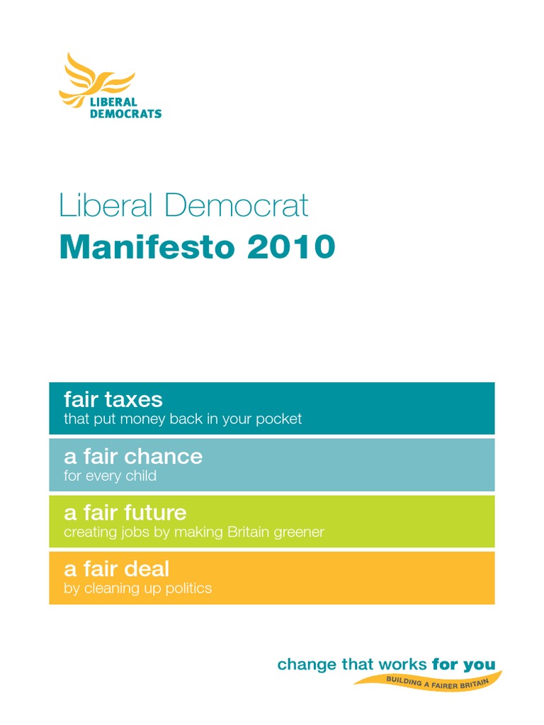 Liberal Democrat Manifesto 2010 Overview | PDF
