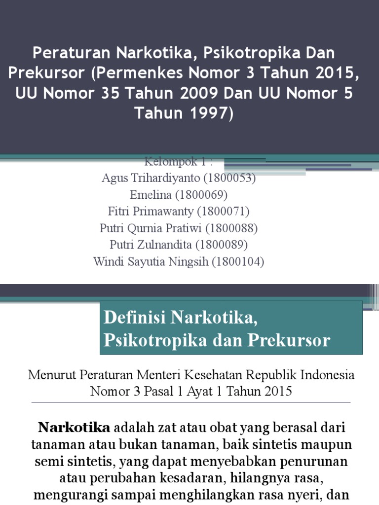 Peraturan Narkotika, Psikotropika Dan Prekursor (Permenkes | PDF