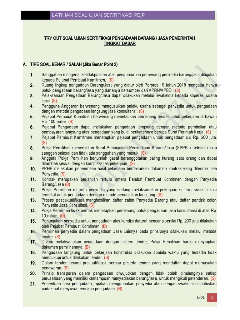 Soal PPBJ | PDF