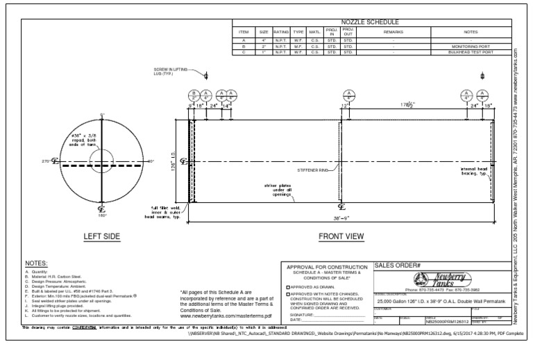 Nozzle Schedule: Front View Left Side | PDF | Mechanical Engineering ...