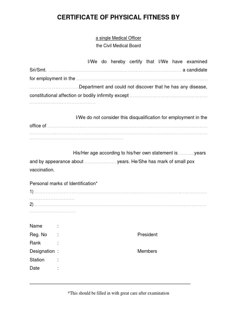 Certificate of Physical Fitness | PDF | Medicine | Health Sciences
