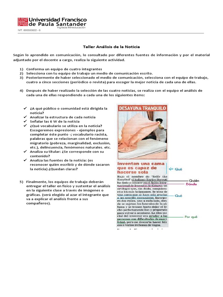 Taller Análisis de Una Noticia - Comunicahhhción II - 2019 | PDF
