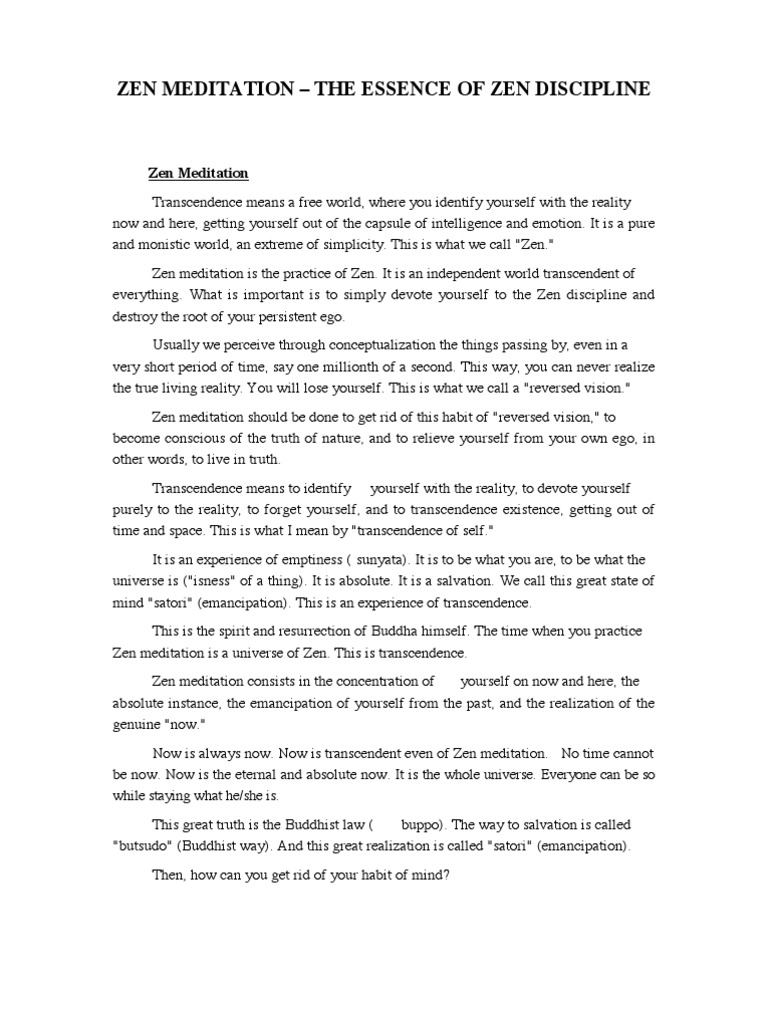 Zen Meditation - The Essence of Zen Discipline | PDF | Śūnyatā ...