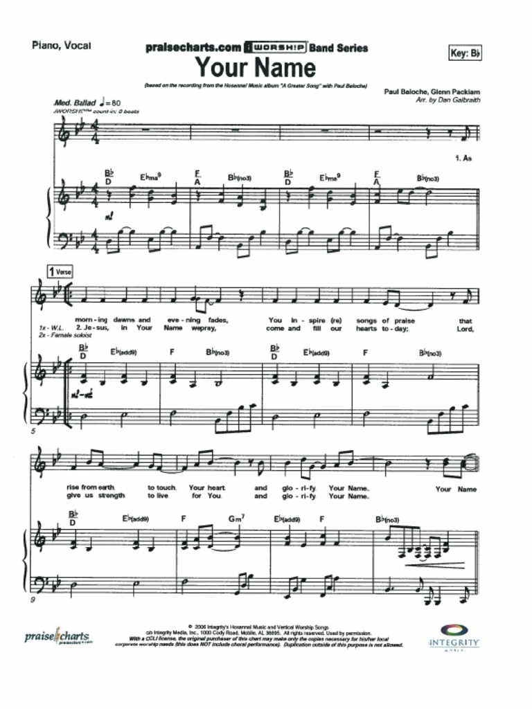 Your Name Piano Vocal