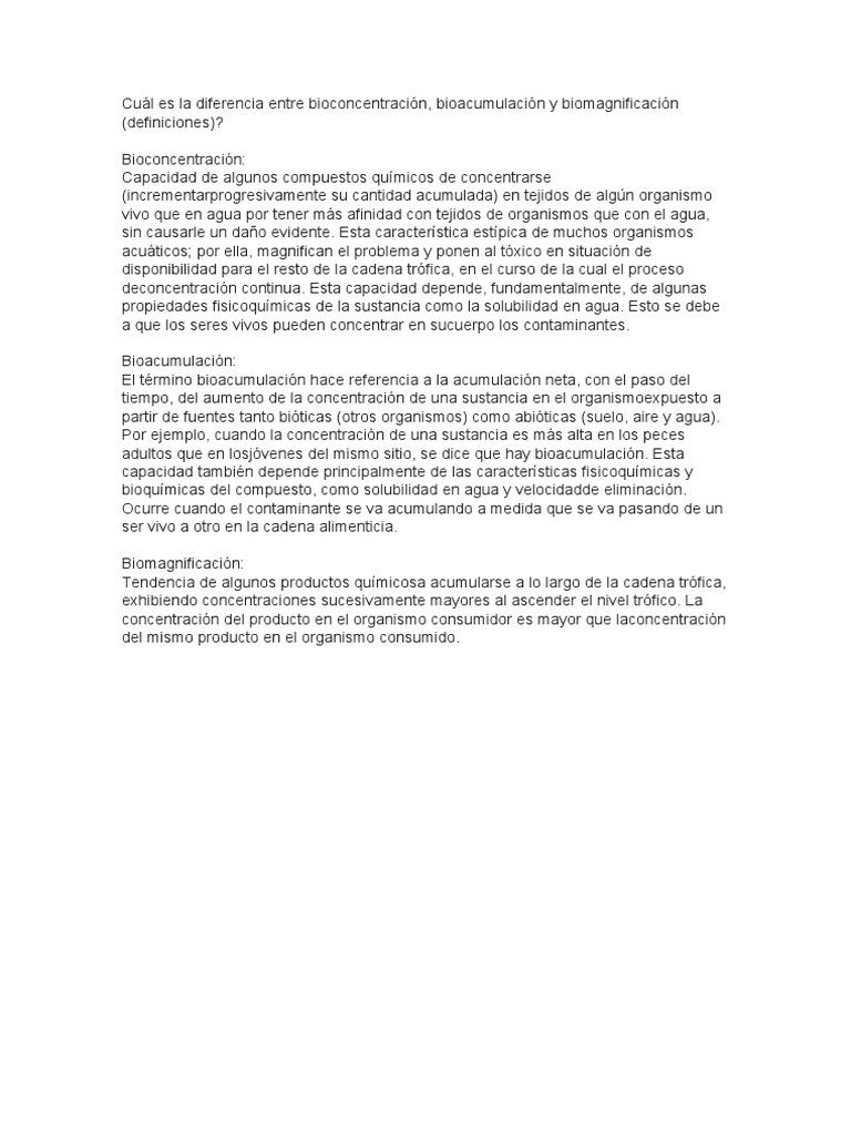 Cuál Es La Diferencia Entre Bioconcentración | PDF | Salud y bienestar ...