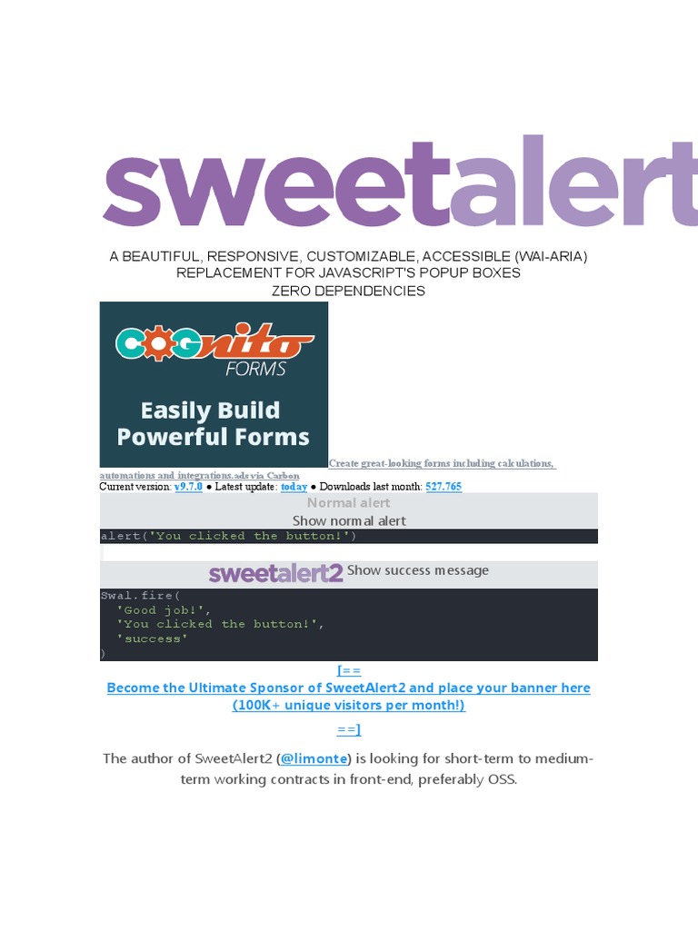 Uso de SWEETALERT2 | PDF | Parameter (Computer Programming) | Software ...