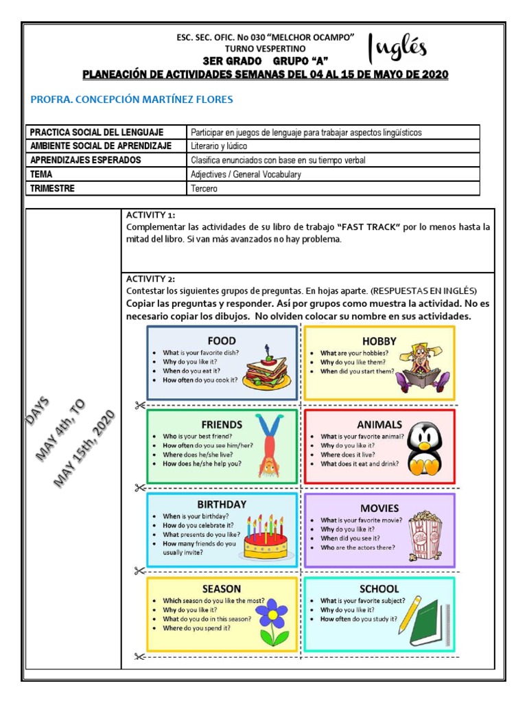 3er Grado Inglés PDF | PDF