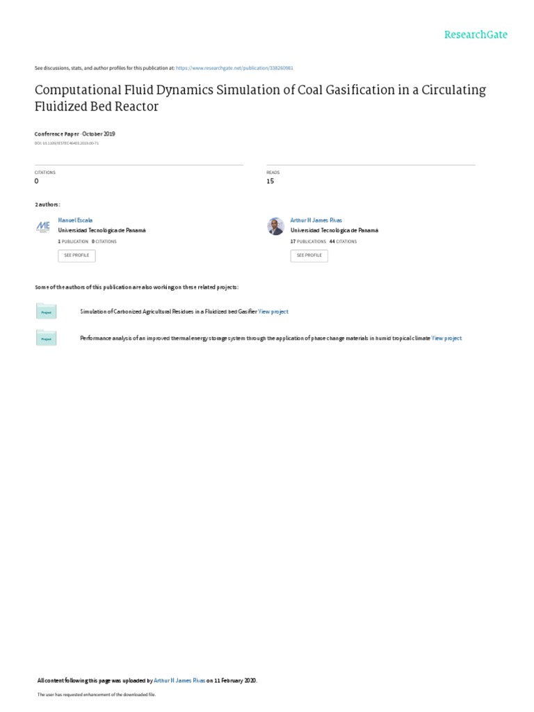 Computational Fluid Dynamics Simulation of Coal Gasification in A Circulating Fluidized Bed ...