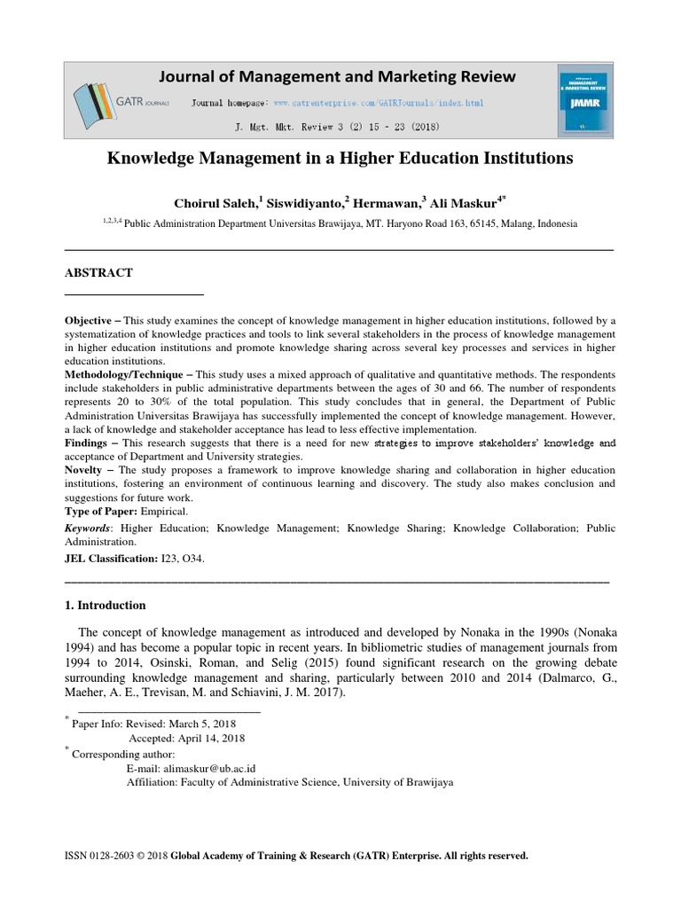 Journal of Management and Marketing Review: Choirul Saleh, Siswidiyanto ...
