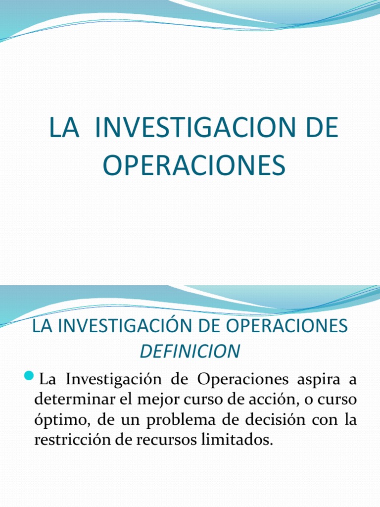 La Investigación de Operaciones | PDF | La investigación de operaciones ...