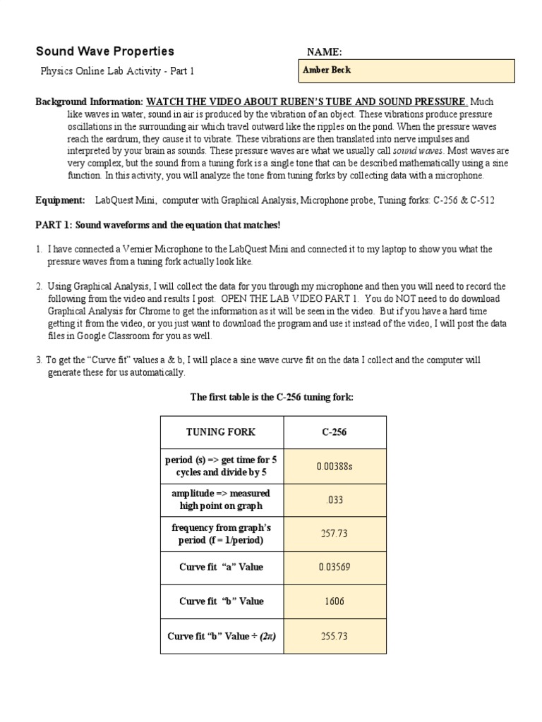Sound Wave Analysis Lab Guide | PDF | Amplitude | Pitch (Music)