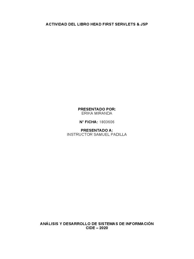 Actividad Head First Servlets & JSP | PDF | Páginas del servidor Java ...