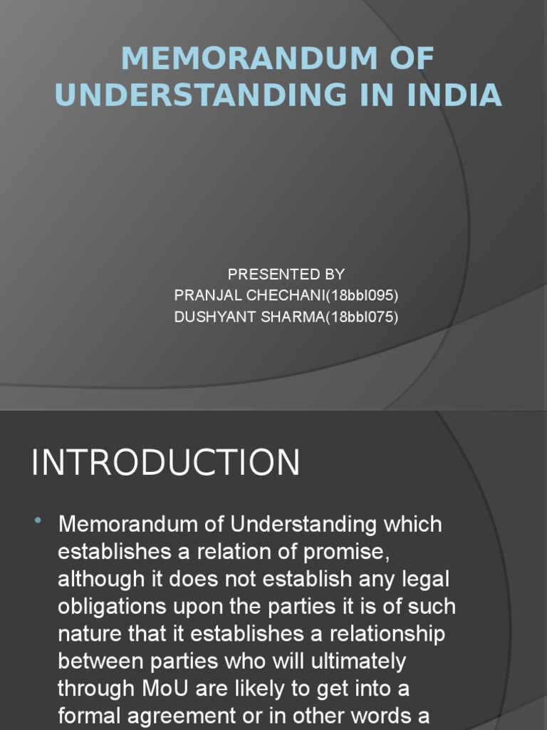 Memorandum of Understanding in India | PDF | Memorandum Of ...