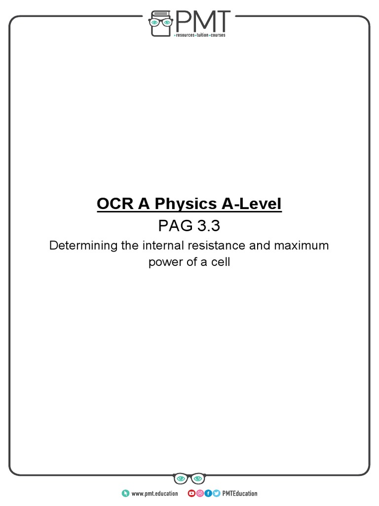PAG 03.3 - Determining Internal Resistance and Maximum Power of A Cell ...