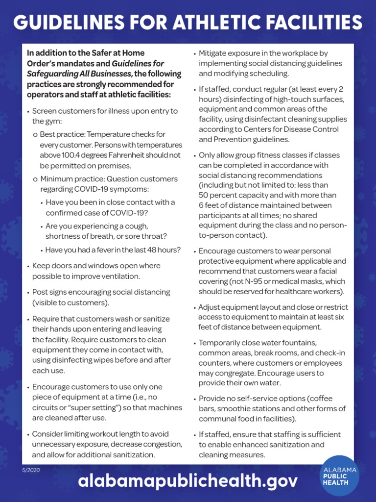 AL Safer at Home Order Athletic Facilities May 11 2020 | PDF | Medicine ...