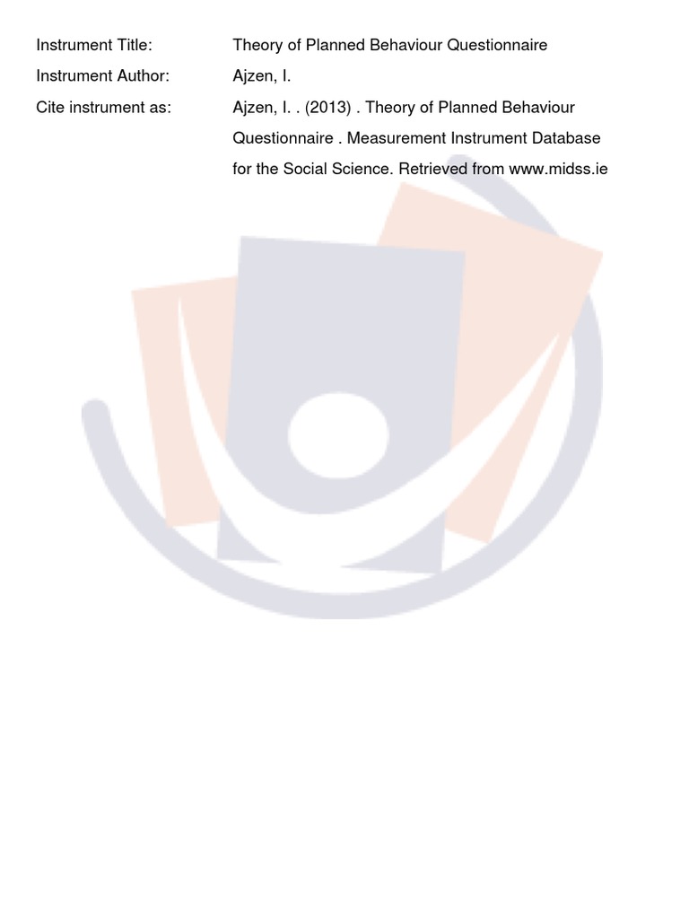 TPB - Questionnaire Sample PDF | PDF | Survey Methodology | Questionnaire