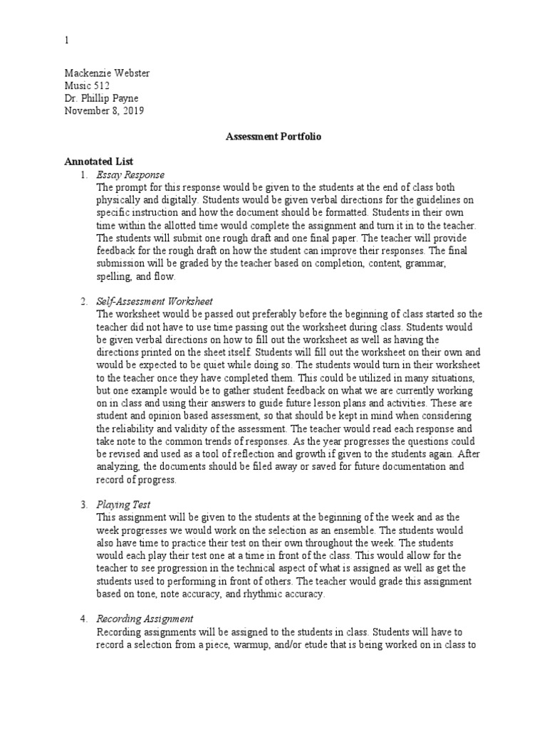 Assessment Portfolio | PDF | Educational Assessment | Teachers