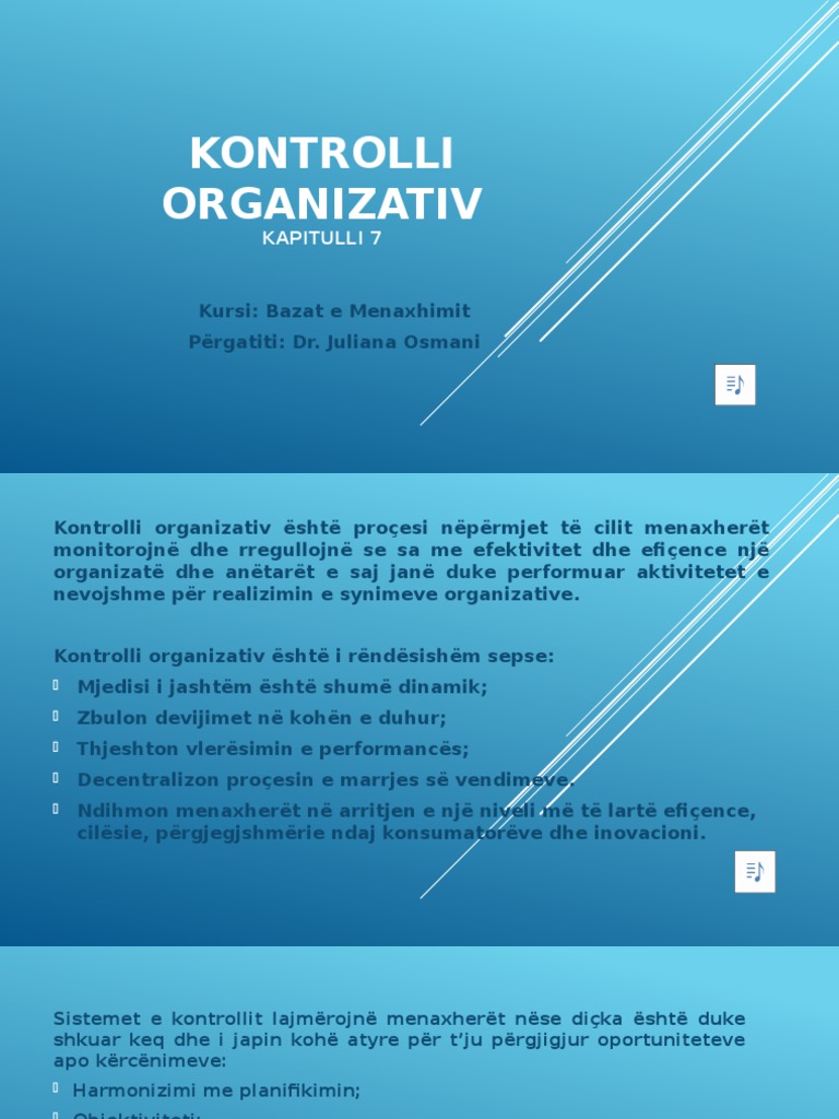 Leksioni 7. Kontrolli Organizativ | PDF