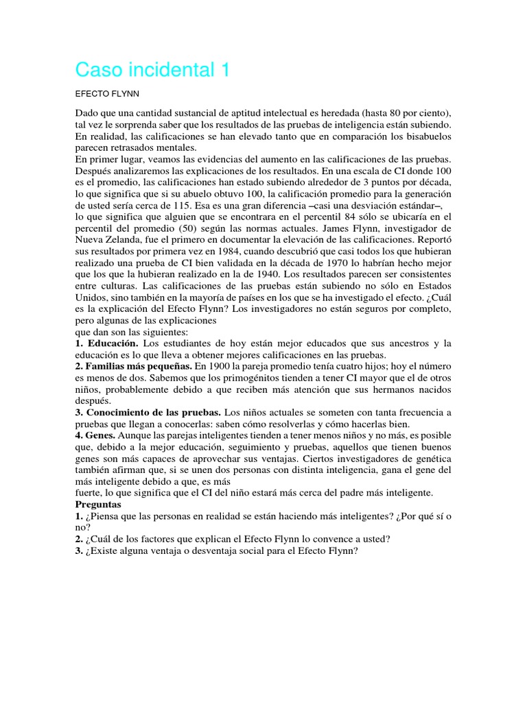 Caso Incidental 1 y 2 PDF | PDF | Cociente de inteligencia | Deportes
