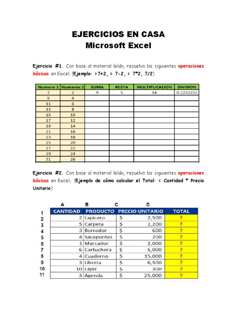 Ejercicios 2 - Microsoft Excel | PDF