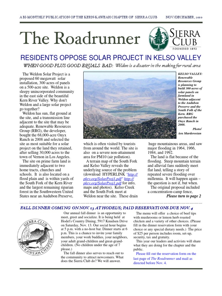 The Roadrunner: Residents Oppose Solar Project in Kelso Valley | PDF ...