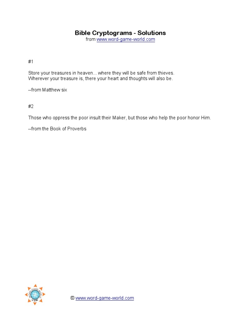Bible Cryptogram Solutions 1 2 | PDF | Law