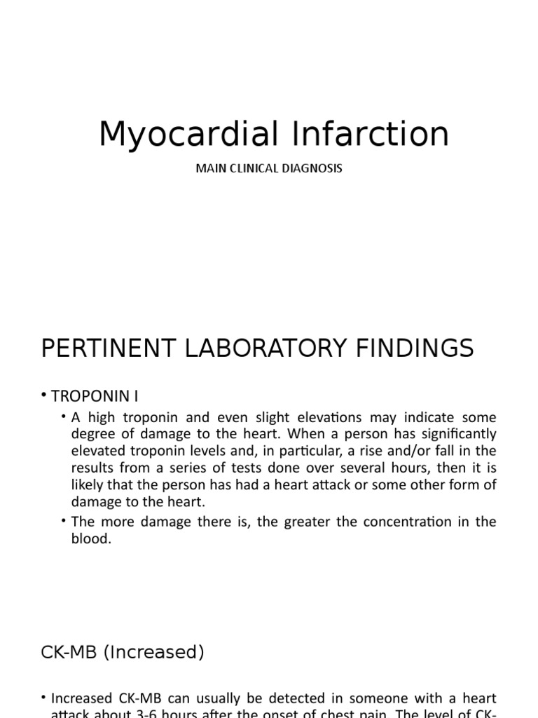 Myocardial Infarction Diagnosis and Lab Findings | PDF
