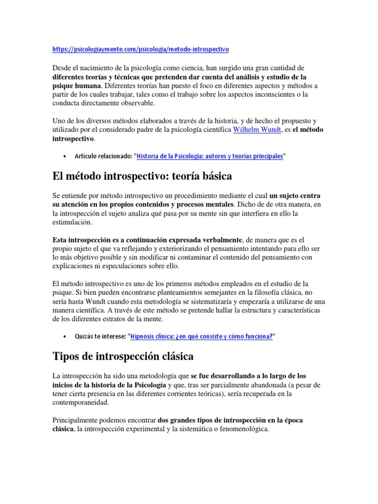 El método introspectivo: una mirada al desarrollo histórico de esta ...