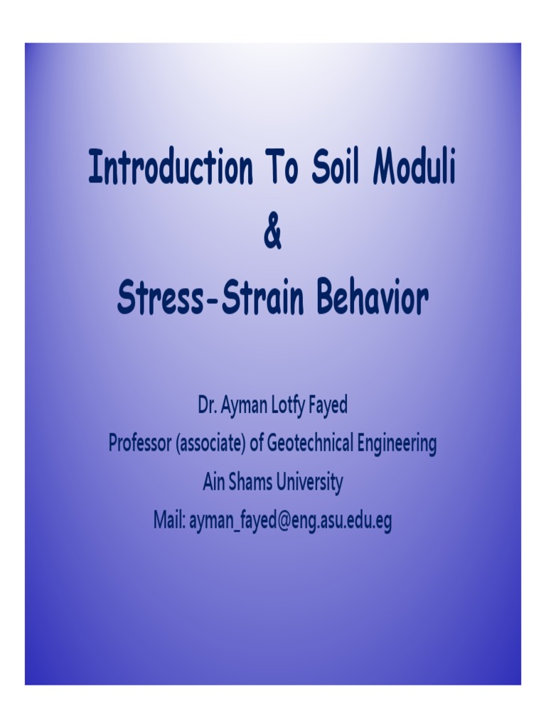 Introduction To Soil Moduli 2018 PDF | PDF | Deformation (Engineering) | Young's Modulus