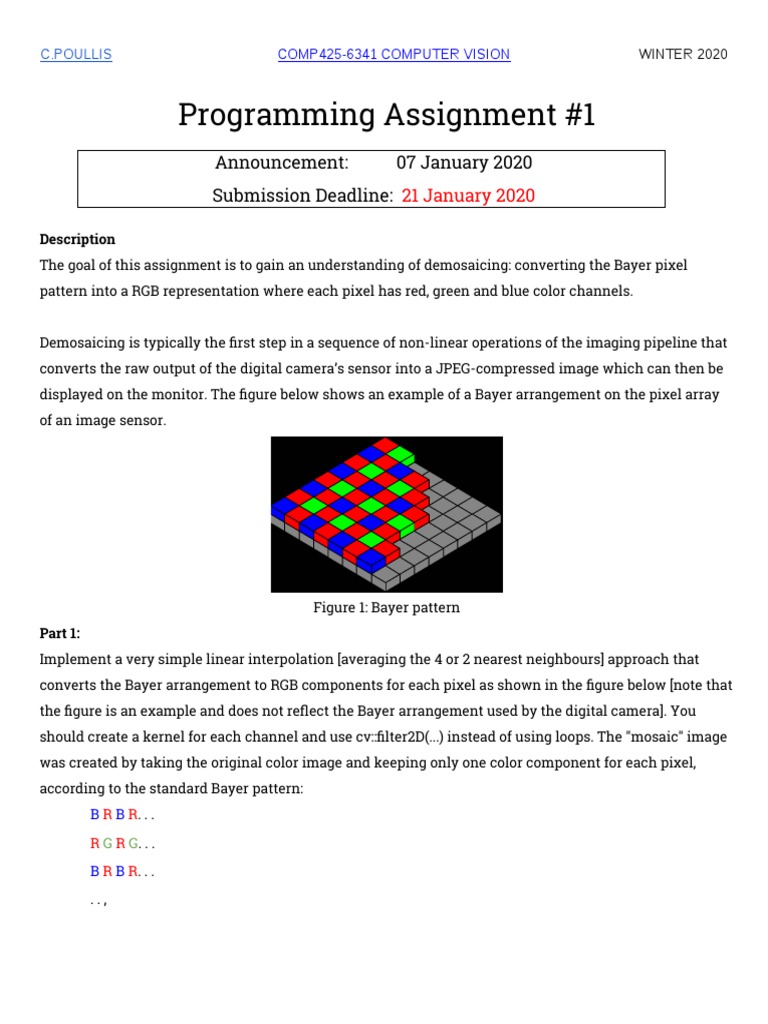 Assignment 1 Comp 425 | PDF | Pixel | Computer Vision