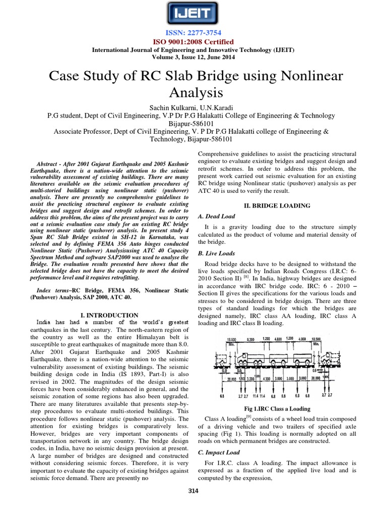 Case Study of RC Slab Bridge Using Nonlinear Analysis: ISO 9001:2008 ...
