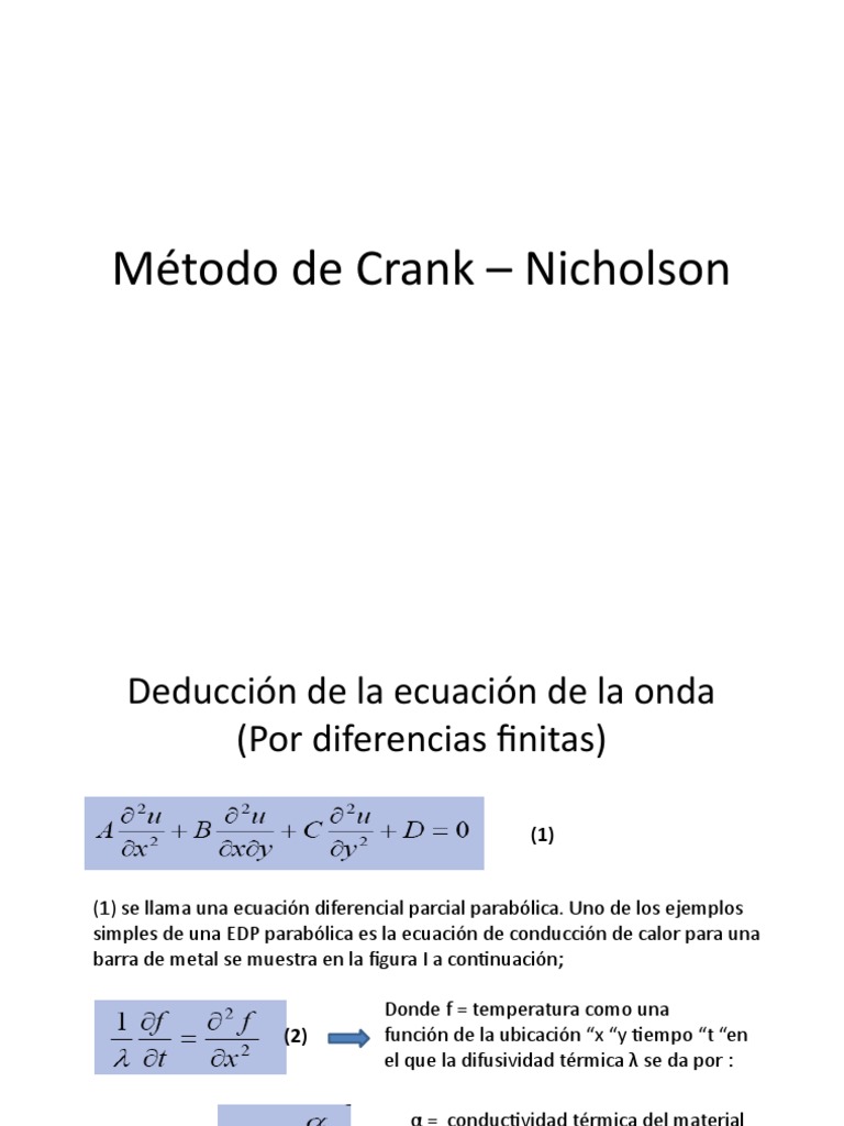 Método de Crank – Nicholson | PDF | Ecuación diferencial parcial | Diferencia finita