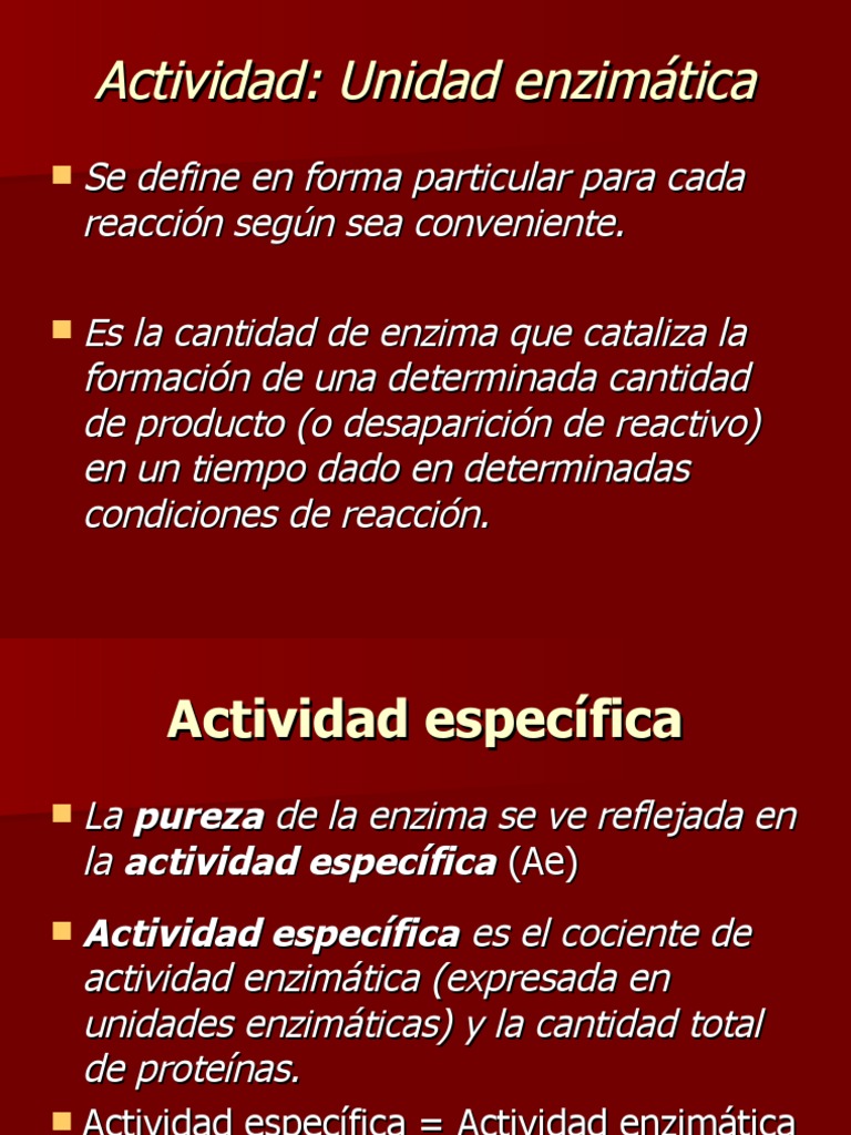 Actividad Específica y Unidades Enzimáticas | PDF