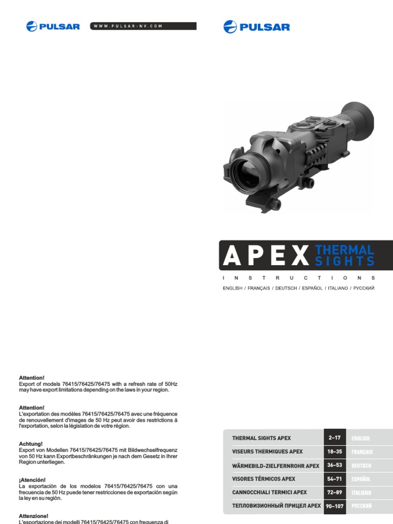 Manual Apex Thermal Sights | PDF | Telescopic Sight | Electrical Connector