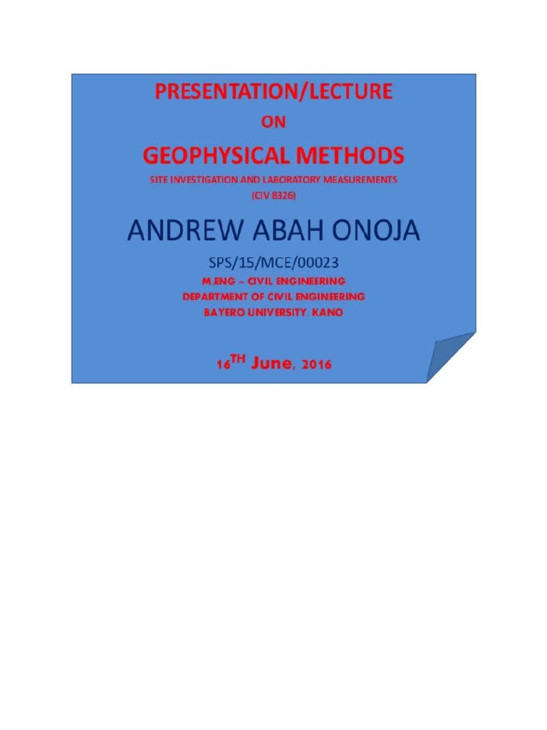 Presentation On Geophysical Methods | PDF | Reflection Seismology ...