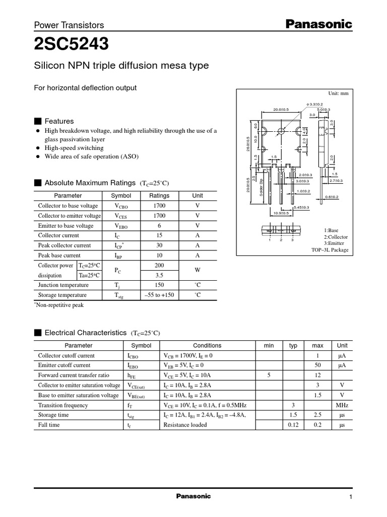 Silicon NPN Triple Diffusion Mesa Type: Power Transistors | PDF | Bipolar Junction Transistor ...